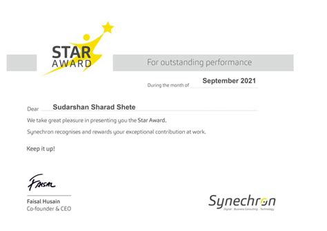 Starperformer Synechron Sudarshan Shete 28 Comments