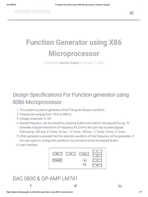 Function Generator Using X86 Microprocessor Pdf Embedded System