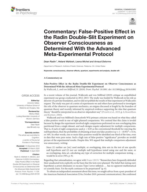 Pdf Commentary False Positive Effect In The Radin Double Slit