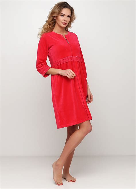 Халат Wjld Ve однотонний кораловий домашній бавовна ‣ Купить в интернет магазине Каста ‣ Киев