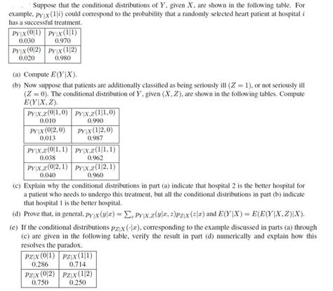 Solved Suppose That The Conditional Distributions Of Y Chegg