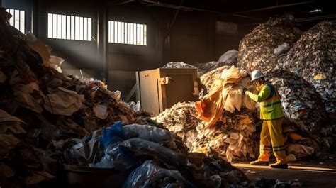 Premium Photo Worker In Safety Gear Sorts Recyclables At Separation