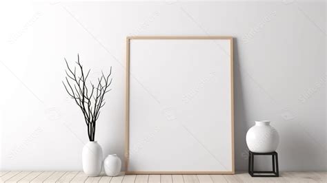 무료 현대 북유럽 디자인 내부 환경에서 빈 벽 포스터의 3d 렌더링 Ppt 배경 Slidesdocs