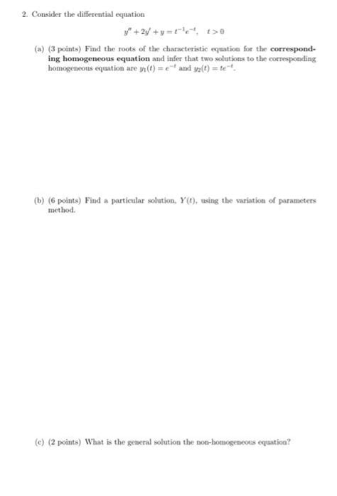 Solved Consider Differential Equationy 2y Y T 1