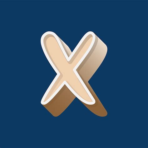 파란색 배경에 파란색과 갈색 문자 X 프리미엄 벡터