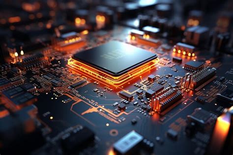 Premium AI Image Data Pulsations HighTech Circuit Board Server In Action