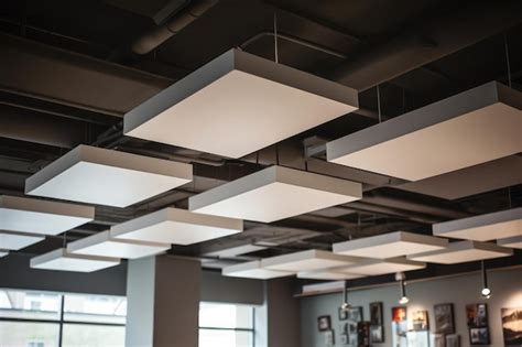 Premium Photo Acoustic Ceiling With Lighting Fixtures And Soundproofing