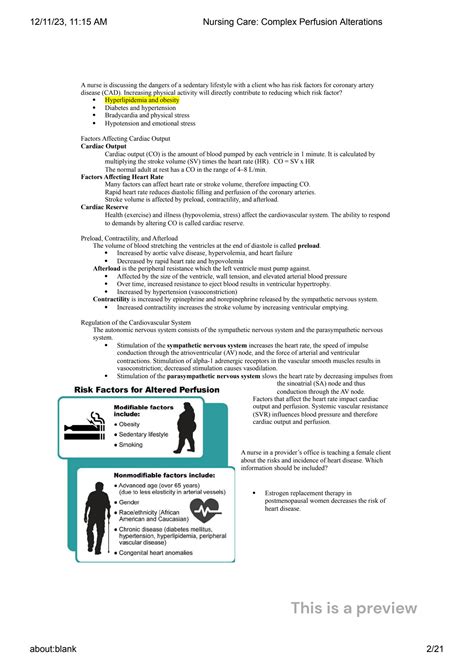 Solution Nursing Care Complex Perfusion Alterations Studypool