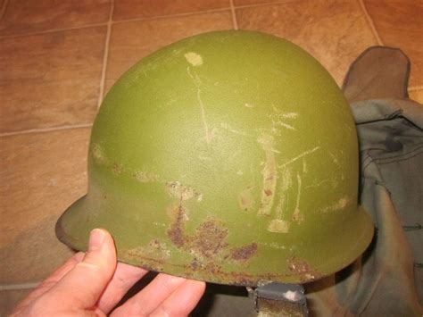 Original Us Army Cold War Era Steel Helmet W Liner And Camo Cover