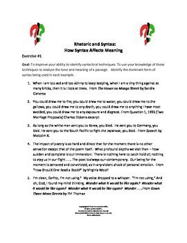 AP Lang Syntax Exercises How Syntax Affects Meaning By Opal S Gems