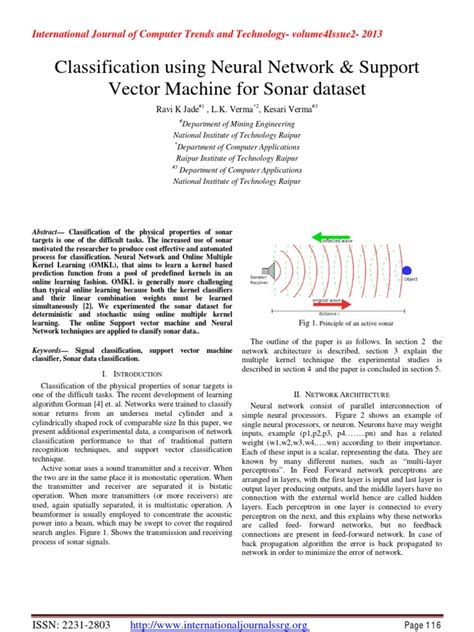 Classification Using Neural Network And Support Vector Machine For Sonar
