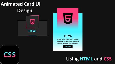animated card ui design using html and css youtube