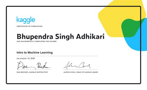 Bhupendra Singh Adhikari Completed The Intro To Machine Learning Course