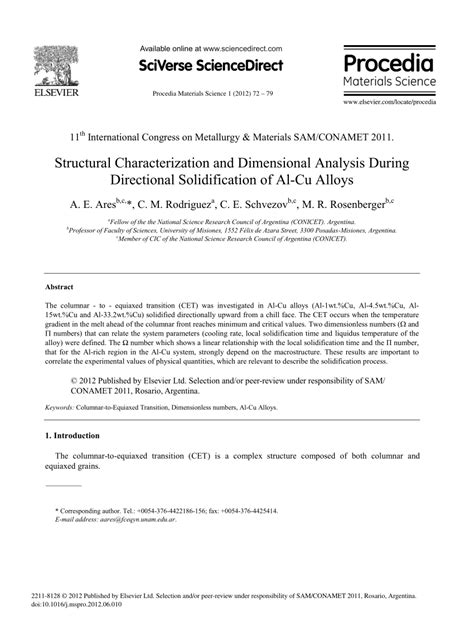 Pdf Structural Characterization And Dimensional Analysis During Directional Solidification Of