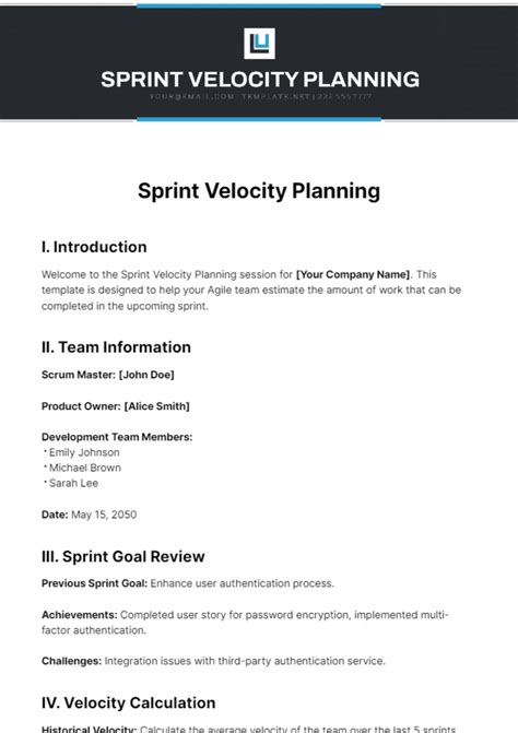 Free Sprint Velocity Planning Template Edit Online And Download