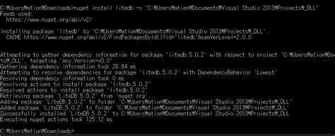 C LiteDB Nuget Install Package Method