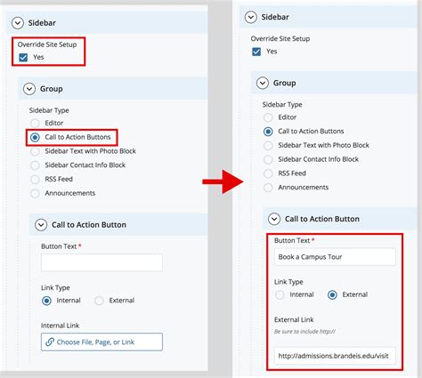 buttons content types building and editing cms guide brandeis