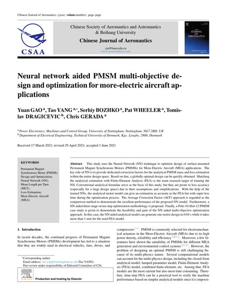 Pdf Neural Network Aided Pmsm Multi Objective Design And Optimization