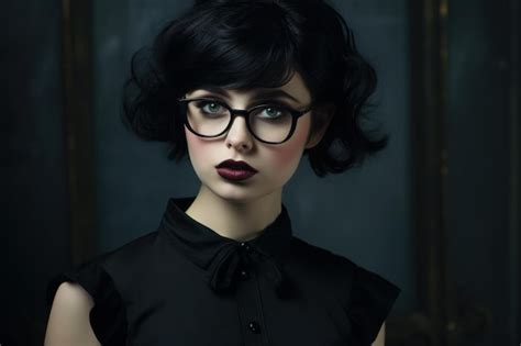 Premium Photo Intellectual Nerdy Goth Girl Generate Ai