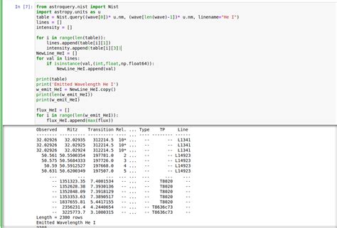 About The Atomic Spectral Data Import Using Python Astropy Openastronomy Community