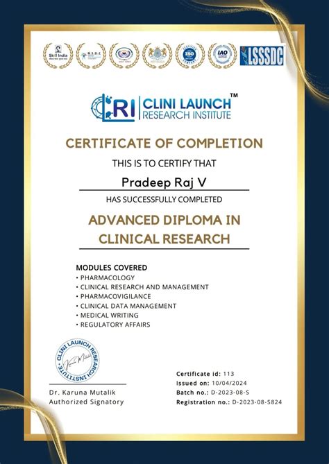 Pradeep Raj V On Linkedin Clinicalresearch Certification