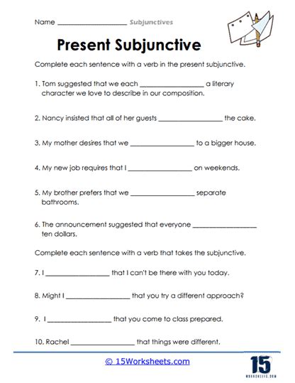 Subjunctives Worksheets 15 Worksheets Library