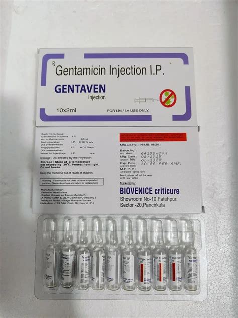 Gentaven Injections Gentamicin Injections 40mg At ₹ 20vial In Nagpur