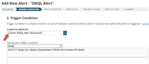 custom swql alert trigger condition forum network performance