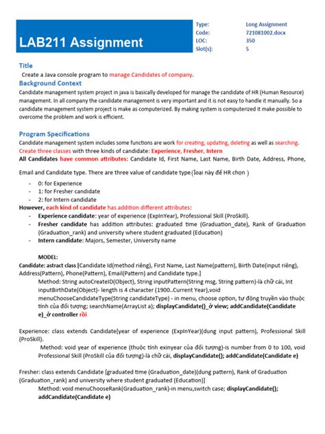 Lab211 Assignment Title Background Context Pdf Inheritance Object
