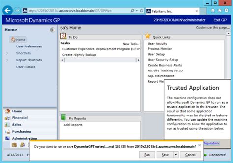 Hands On With Microsoft Dynamics Gp 2015 R2 Install Web Client Trusted Application Azurecurve