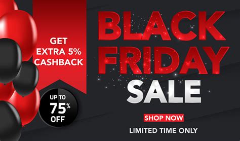 검은 금요일 판매 배너 템플릿 배경 빨간색과 검은색 풍선을와 Conffeti 특별 한 제공 합니다 시즌 브로셔 웹 배너 전단지에 대 한 서식 파일의 끝입니다 벡터 일러스트