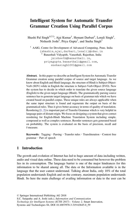 Pdf Intelligent System For Automatic Transfer Grammar Creation Using