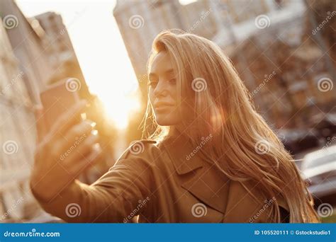 Selfie Time Stock Image Image Of Cheerful Fashionable 105520111