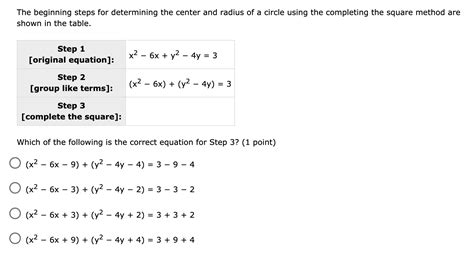 Solved The Beginning Steps For Determining The Center And