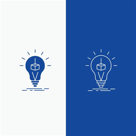 3d Cube Idea Bulb Printing Box Line And Glyph Web Button In Blue Color Vertical Banner For