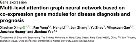 Bioinformatics 基于共表达基因模块的多级注意力图神经网络用于疾病诊断和预后 智源社区