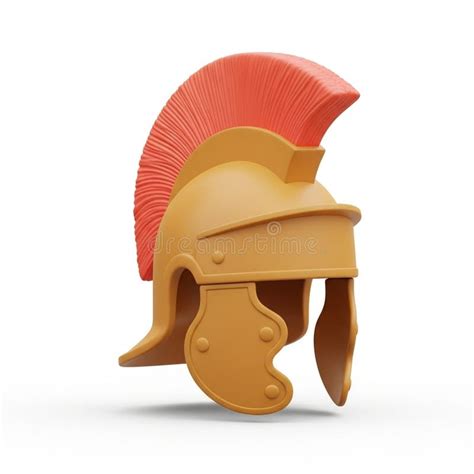 Roman Centurion Helmet With Orange Plume On White Background Soldier
