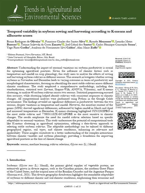 Temporal Variability In Soybean Sowing And Harvesting According To K