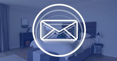 Email Icon Animation Over Modern Bedroom Interior Digital Communication Concept Stock Footage