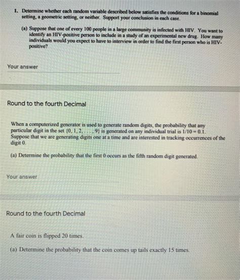 Solved 1 Determine Whether Cach Random Variable Described