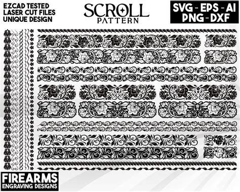 Custom Scroll Slide Pattern Laser Engraving Design Scroll SVG File Scroll Pattern Firearms