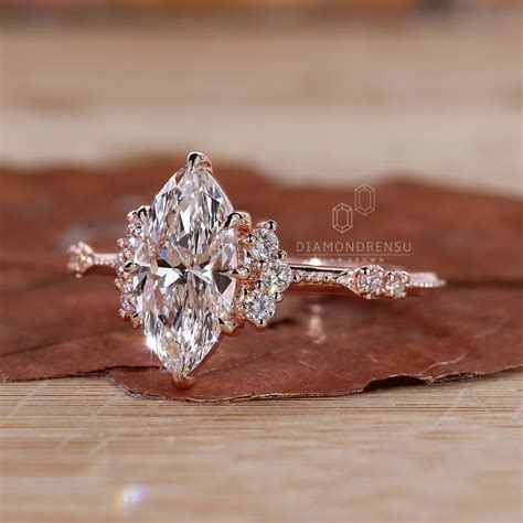 Rose Gold Engagement Rings For Women 1 To 2 Carat Marquise Cut Lab