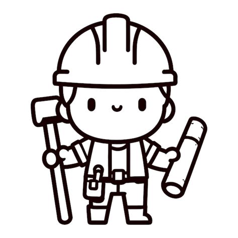 Premium Vector A Male Real Estate Building Engineer Outline Vector Illustrations