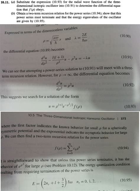 Solved Substitute The Expression 10 93 For The Radial Wave