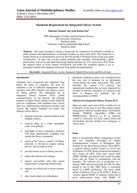 PDF Standards Requirement For Integrated Library System