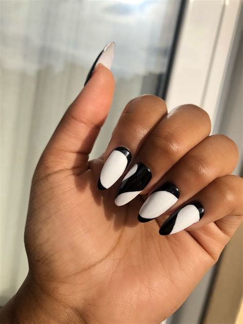 Black And White Almond Nails