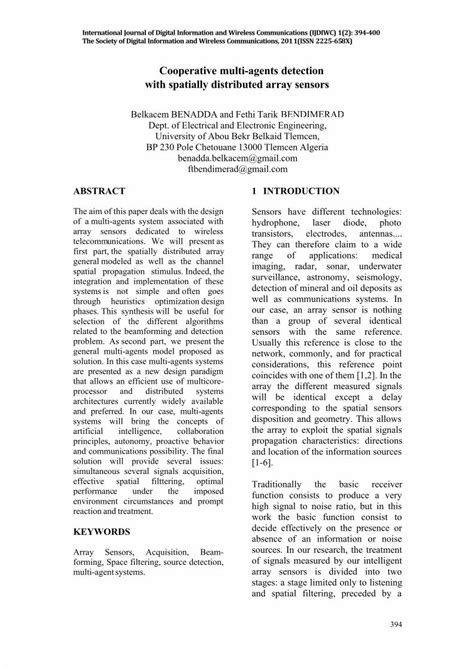 Pdf Cooperative Multi Agents Detection With Spatially Distributed Array Sensors Dokumentips