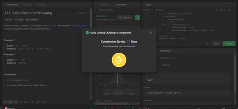 Day 78 Of Leetcode Challenge Palindrome Partitioning Hetkumar Prajapati Posted On The Topic
