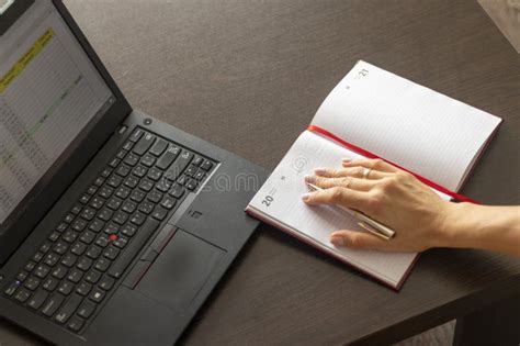 Shot Of A Woman Working On The Laptop Showing An Excel Sheet On The