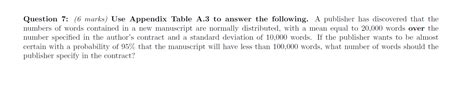 solved question 7 6 marks use appendix table a 3 to